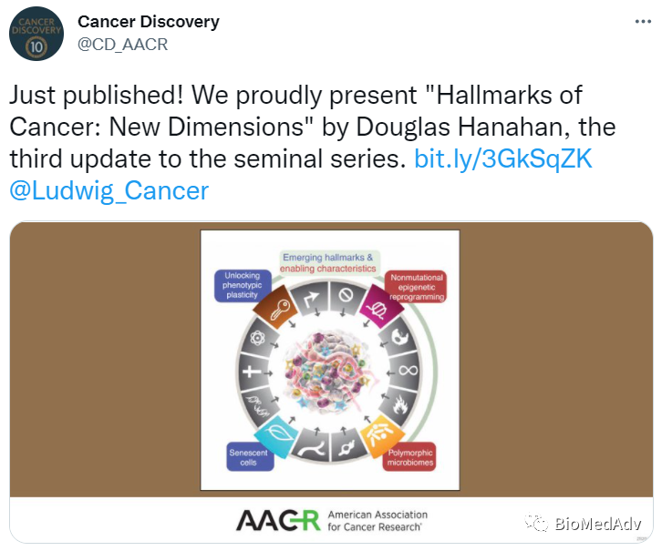 肿瘤研究者的圣经：Hallmarks of Cancer：New Dimensions - 黄灿华教授 实验室