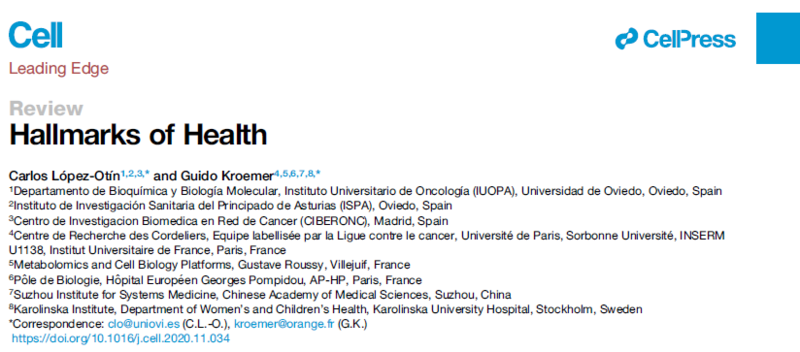 Cell | 综述 Hallmarks of Health - 黄灿华教授 实验室